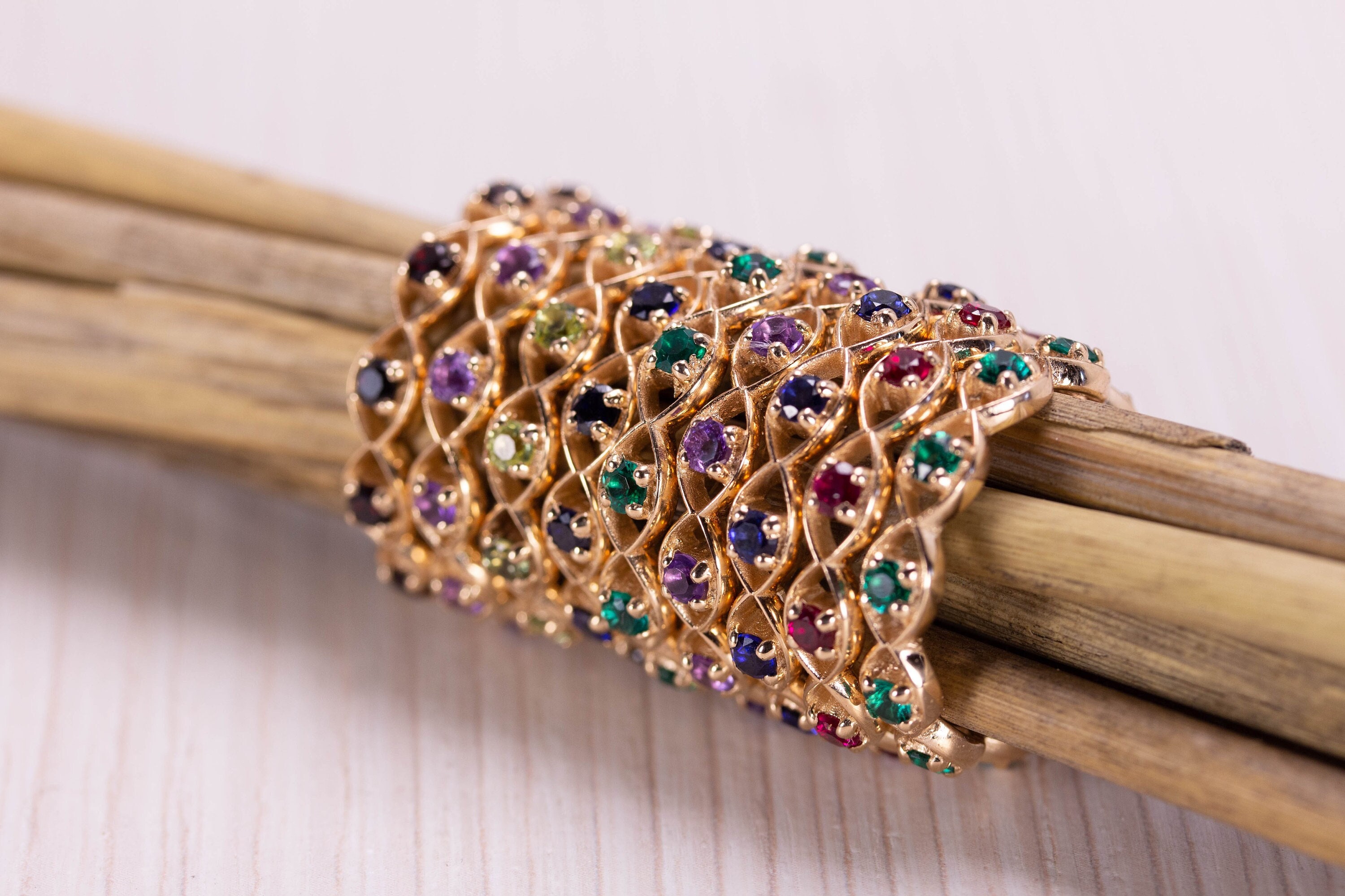 14K Solid gold stackable ring various gems. Gold stackable | Etsy