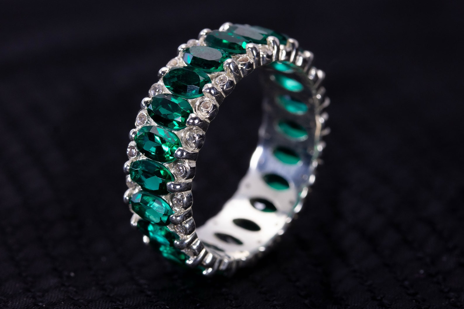 Sterling Silver Eternity Emerald Ring Artisan Emerald - Etsy
