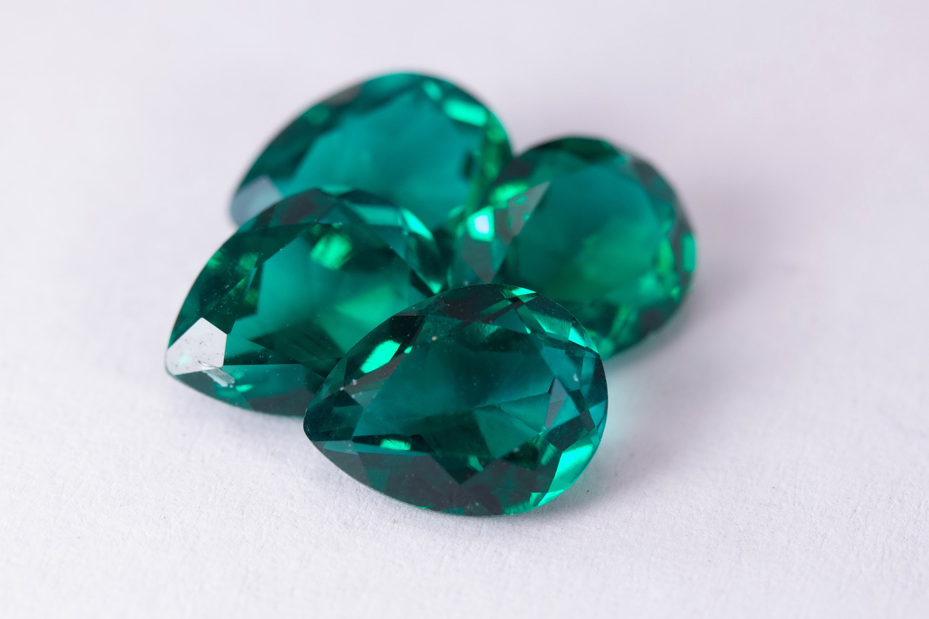 Lab Created Emerald | Hydrothermal Emerald | Pear Shape AAA+ Quality ...