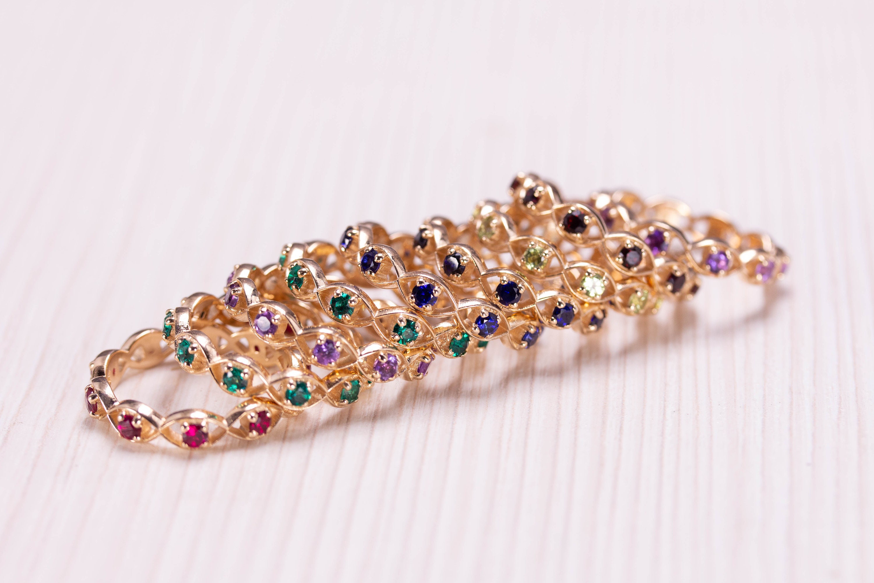 14K Solid Gold Ruby Ring Gold Stackable Ring Ruby Eternity | Etsy