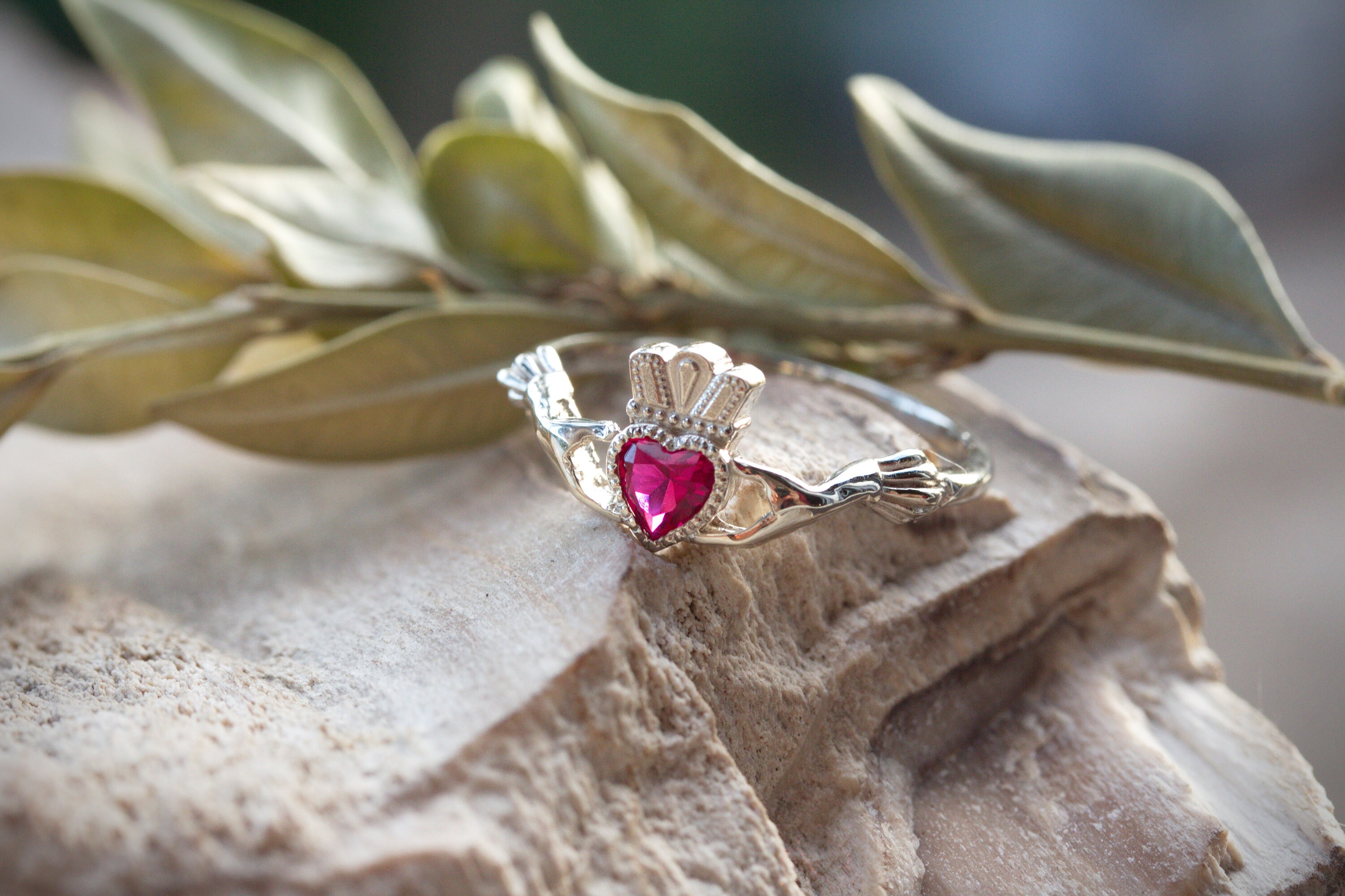 Silver Claddagh Ring Sterling Silver Ruby Claddagh Ring - Etsy