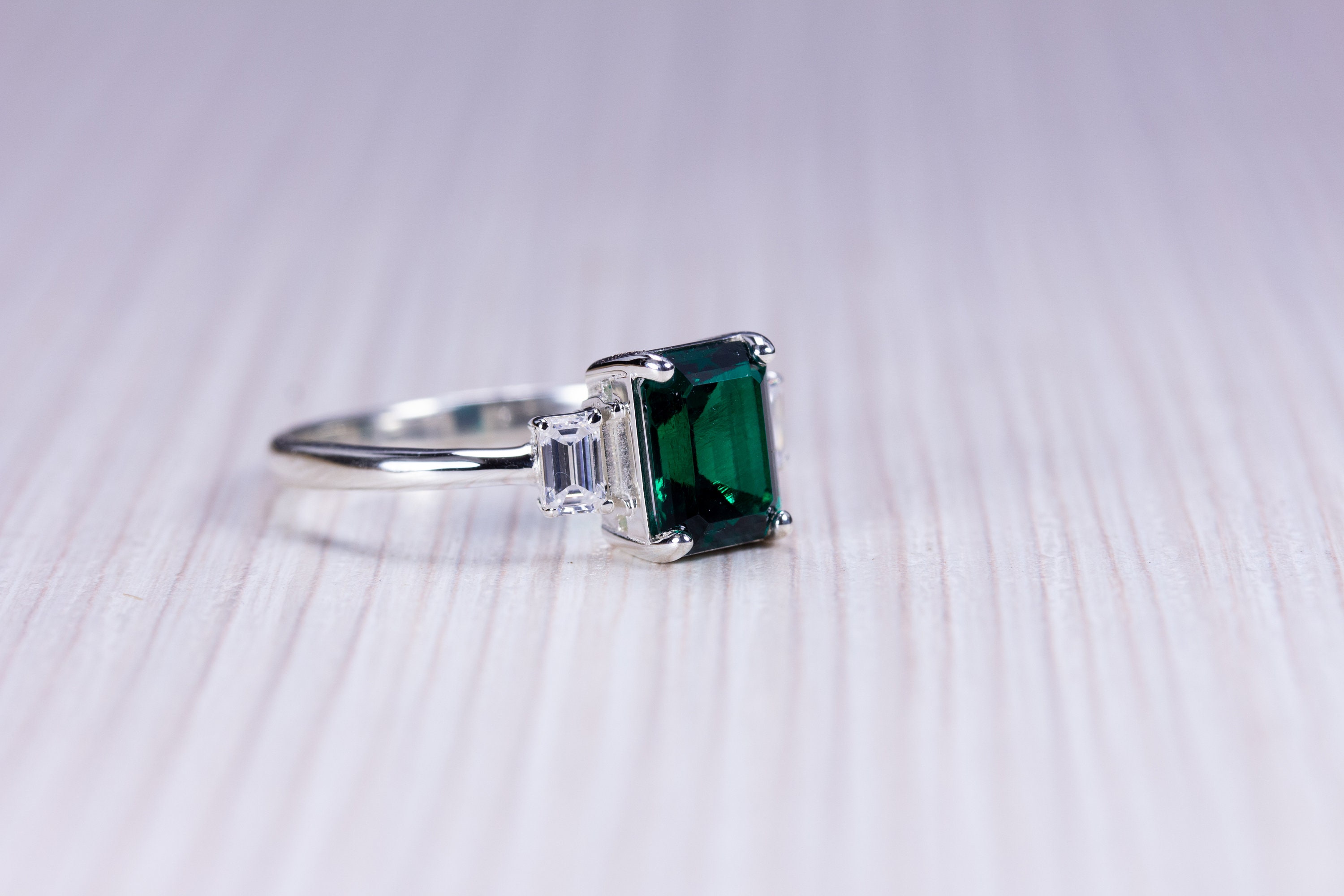 Emerald Cut Engagement Ring. Sterling Silver. Emerald Promise | Etsy