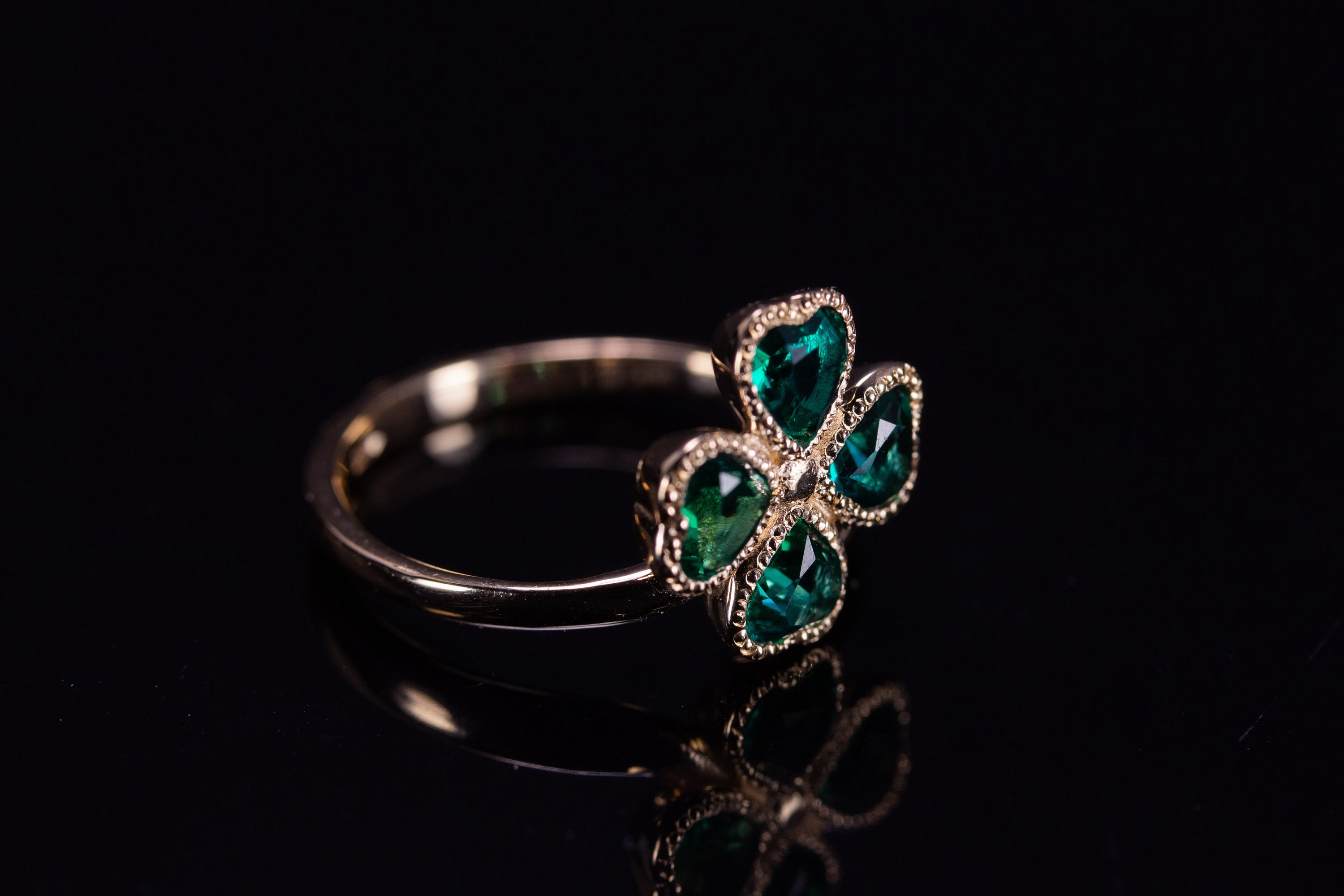 Emerald Clover Solid Gold Ring. Gold Clover Ring. Celtic - Etsy