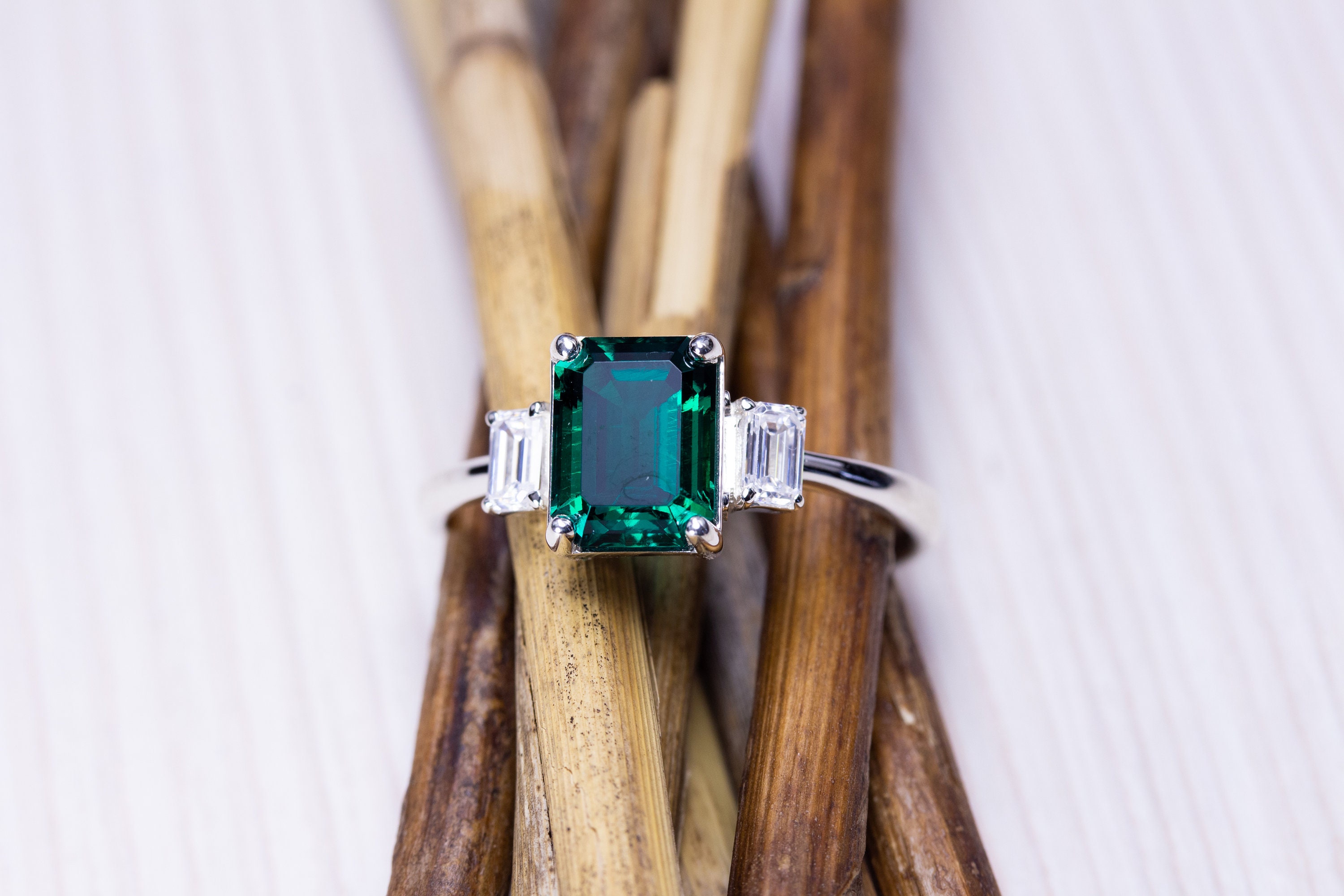 Emerald Cut Engagement Ring. Sterling Silver. Emerald Promise | Etsy