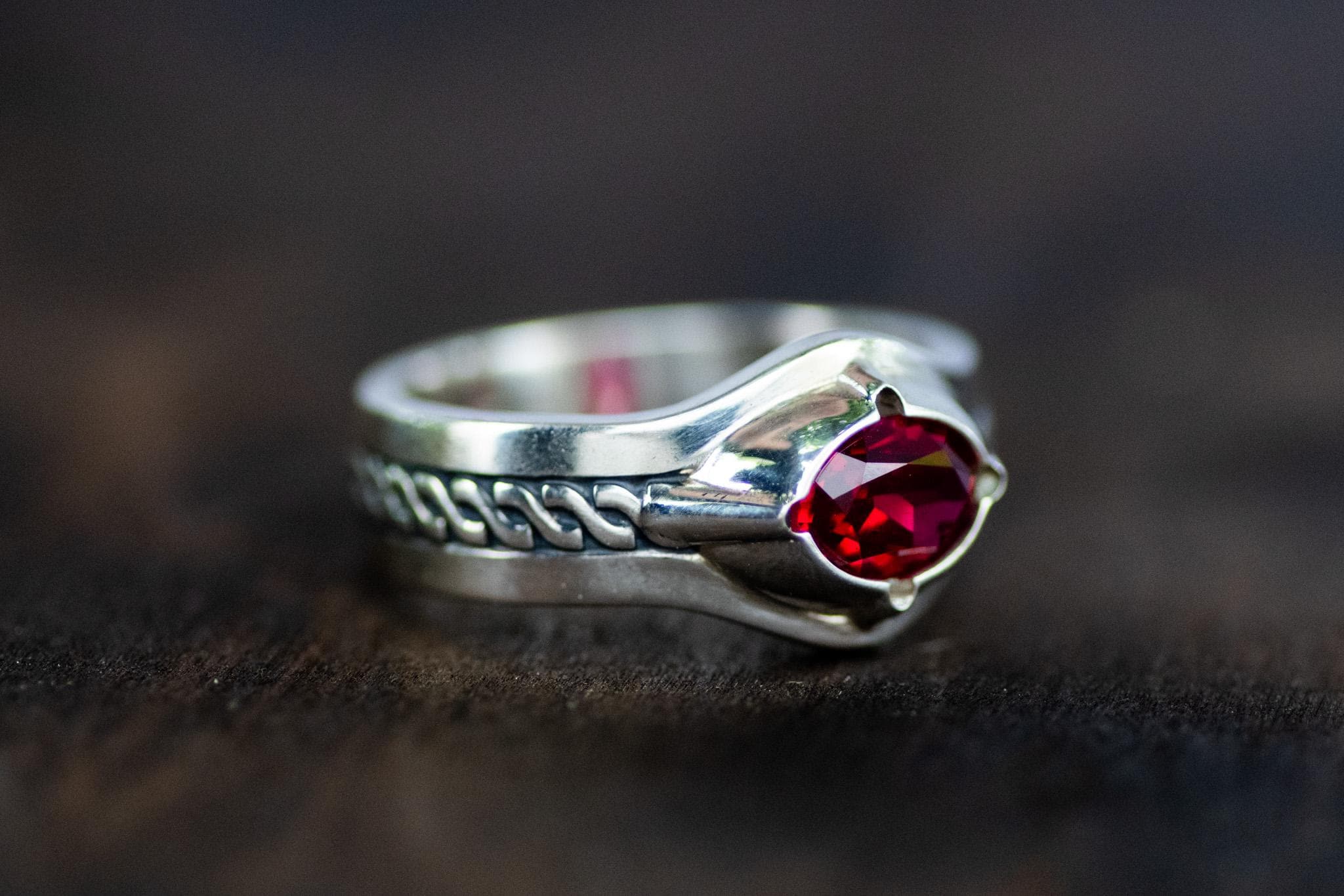 Ruby Signet Ring for Men: Blackened Sterling Silver - Etsy