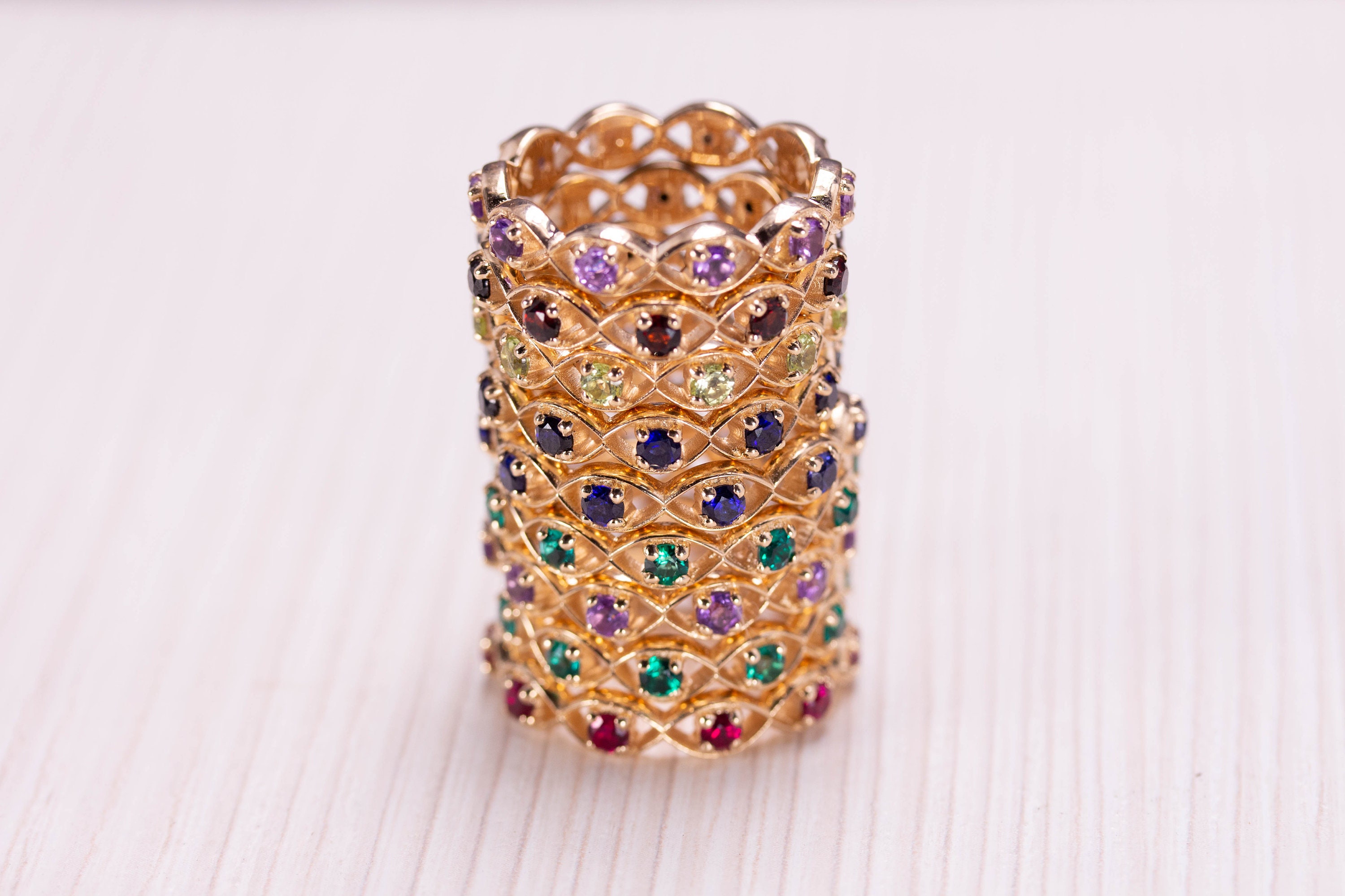 14K Solid Gold Ruby Ring Gold Stackable Ring Ruby Eternity | Etsy