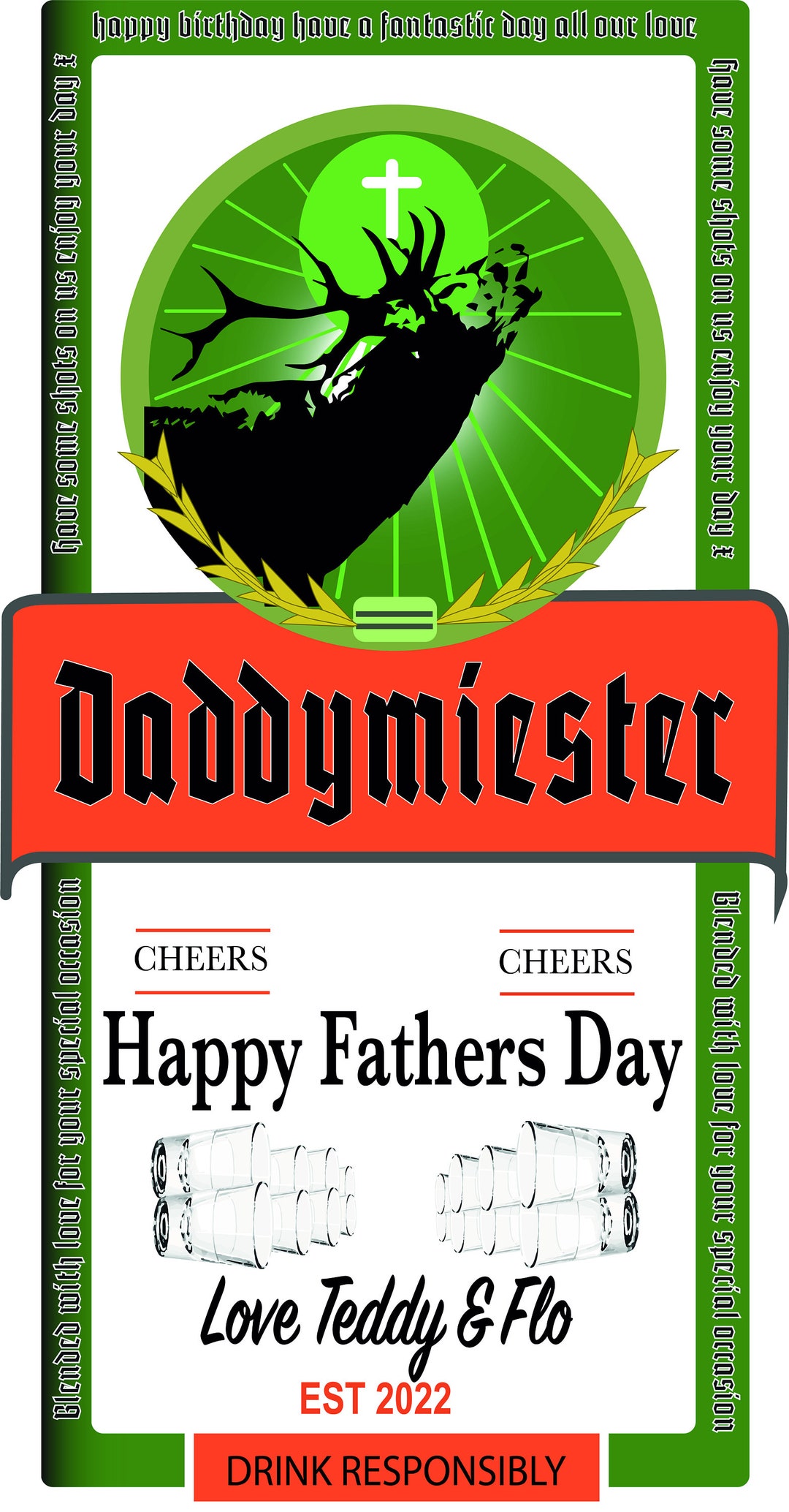 Personalized/personalised Jager Bottle Label Father's Day Digital ...