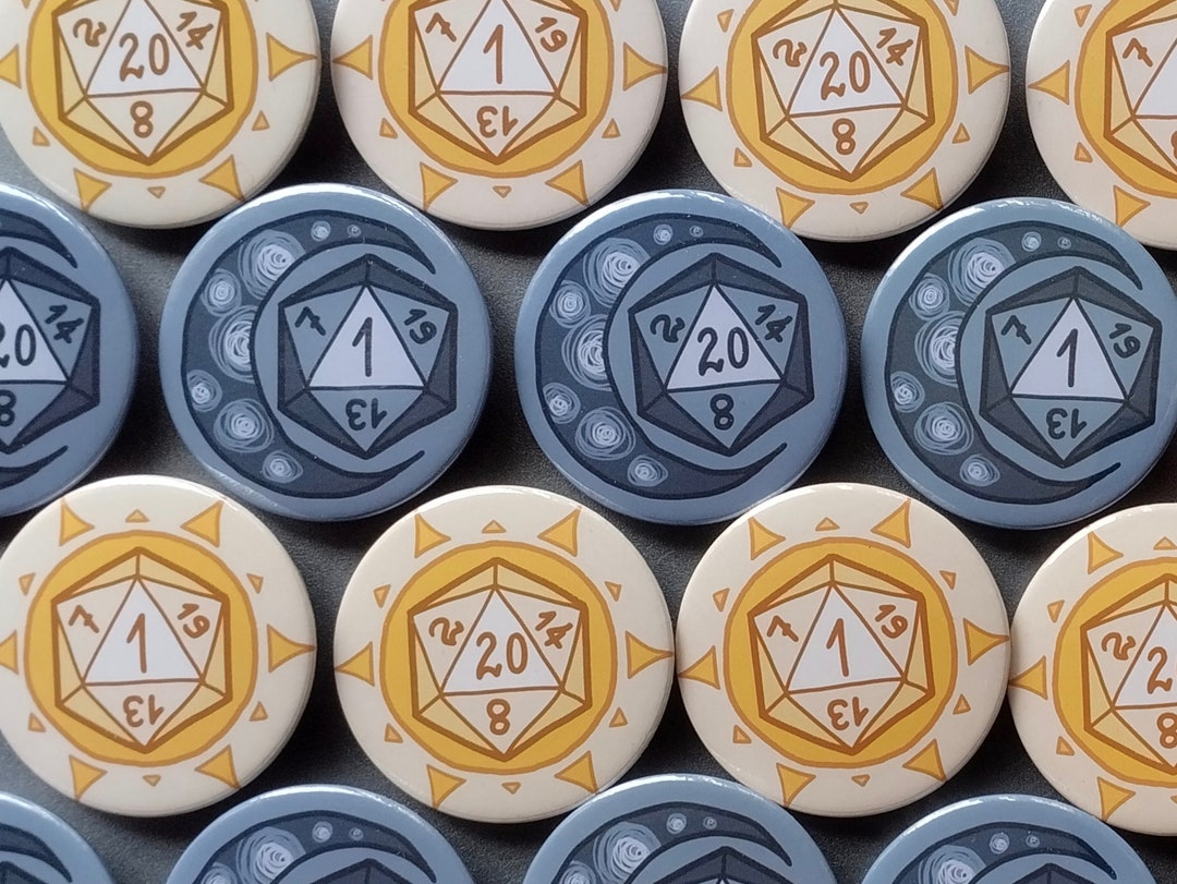 Dnd Pins | Sun and Moon Dice Pin Badges | Dungeons and Dragons | Nat20 ...