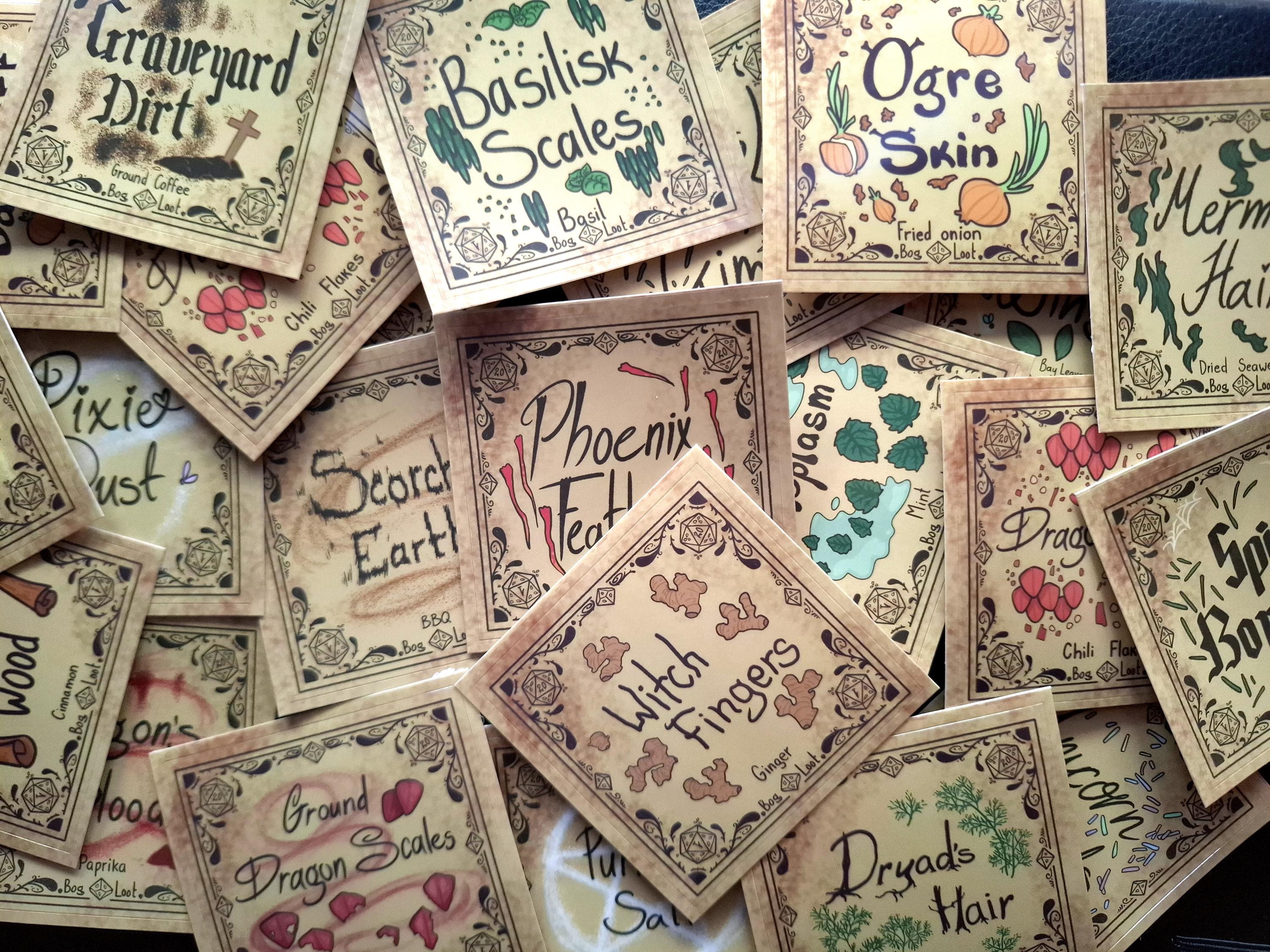 Fantasy Spice Labels | Magic Herb Stickers for Jars | Kitchen ...