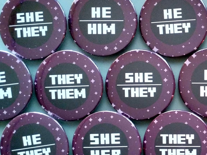 Pronoun Pin | Multiple Pronouns Badge | He Him She Her They Them Pins ...