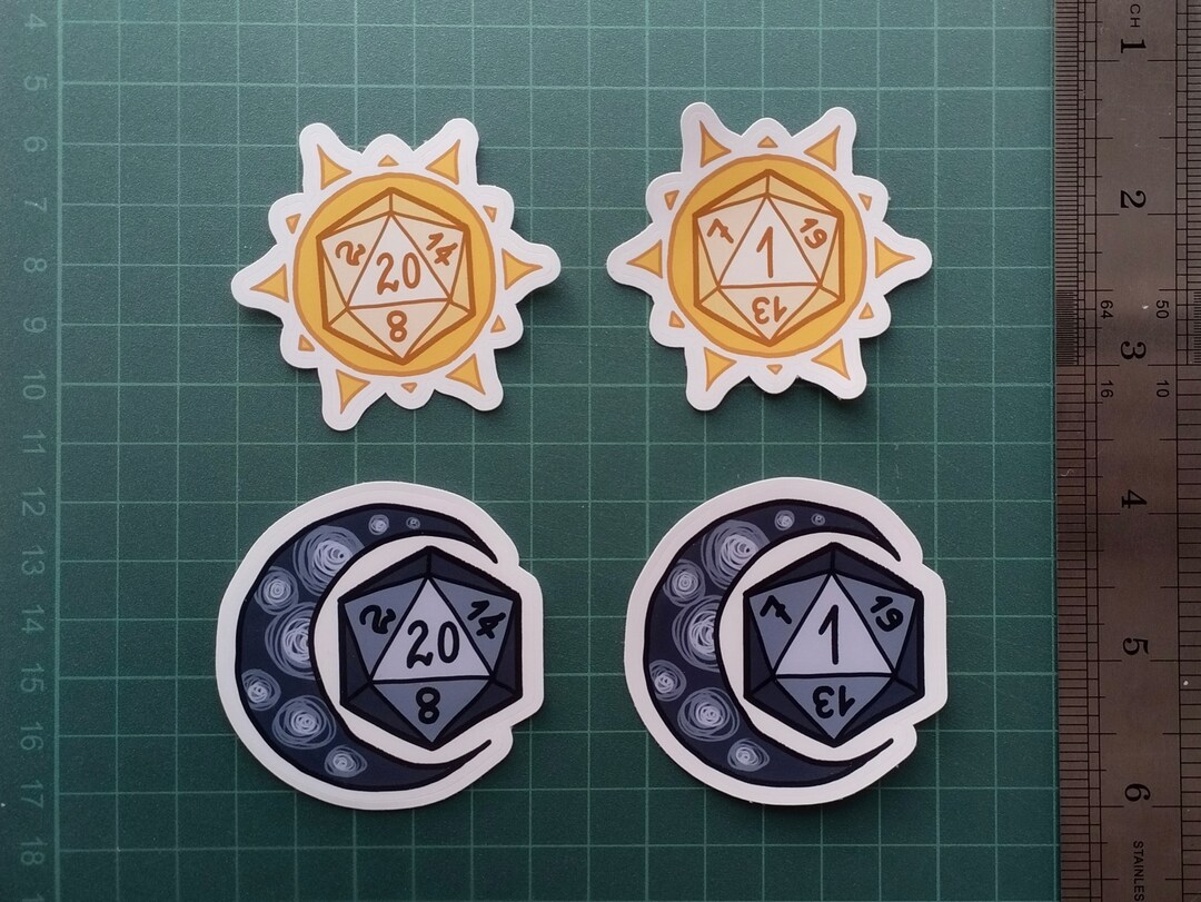 Dnd Stickers | WATERPROOF | Sun and Moon Dice Sticker Set | Dungeons ...