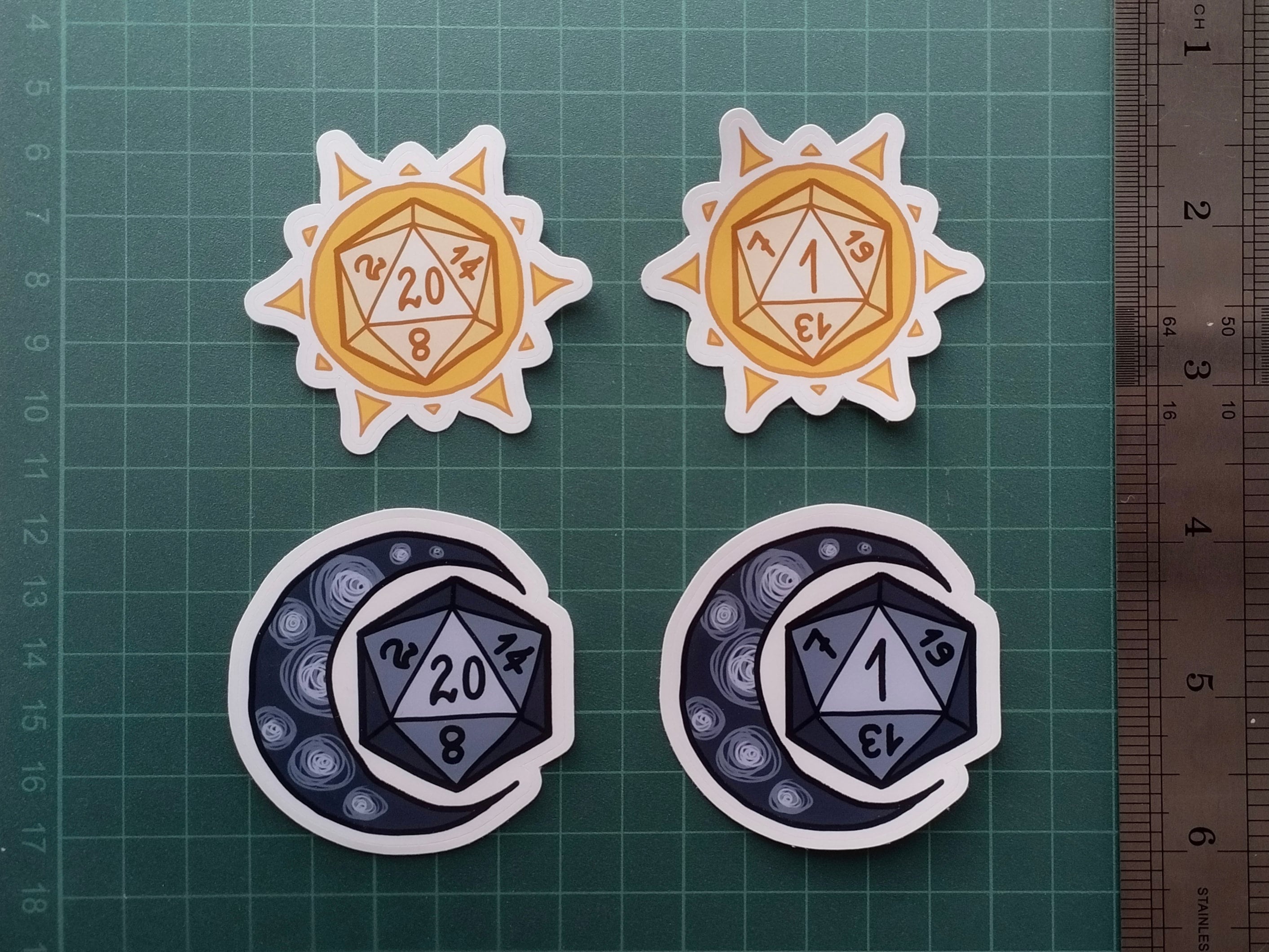 Waterproof Sun & Moon Dice Stickers | Dungeons and Dragons Nat20 Nat1 ...
