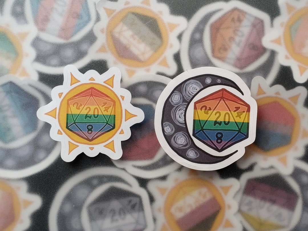 Pride Dice Stickers | Sun and Moon D&D Nat20 Decals (NOT WATERPROOF) - Etsy
