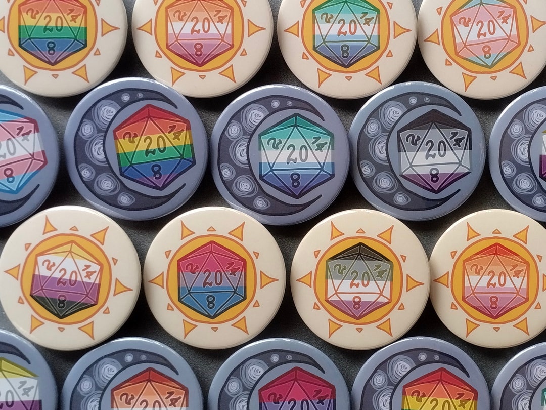 Dnd Pins | Sun and Moon Dice Pin Badges | Dungeons and Dragons Merch ...