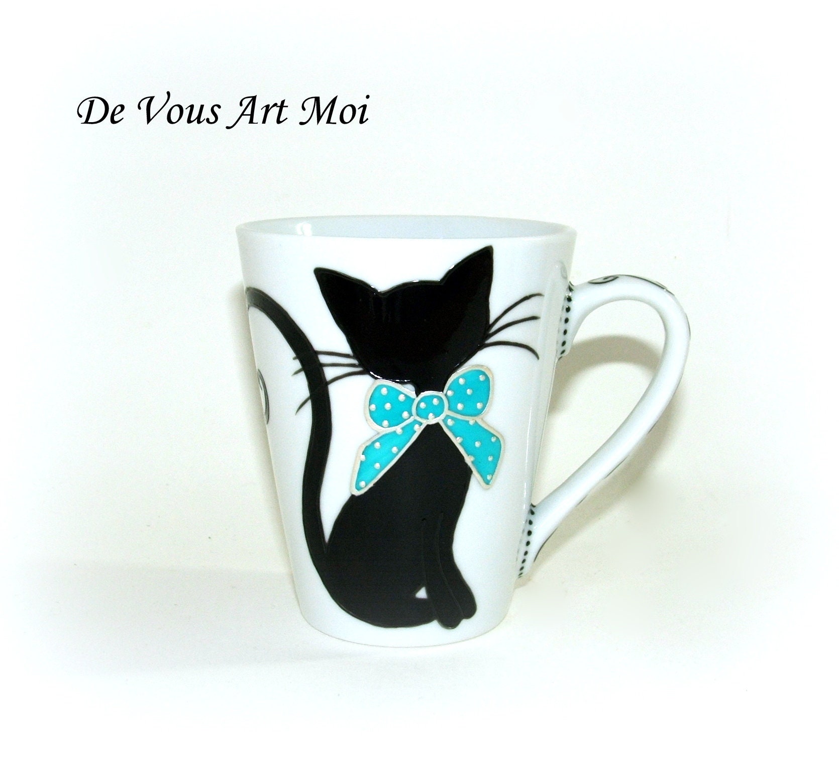 Mug tasse porcelaine chat,fait main,mug illustration dessin peinture ...