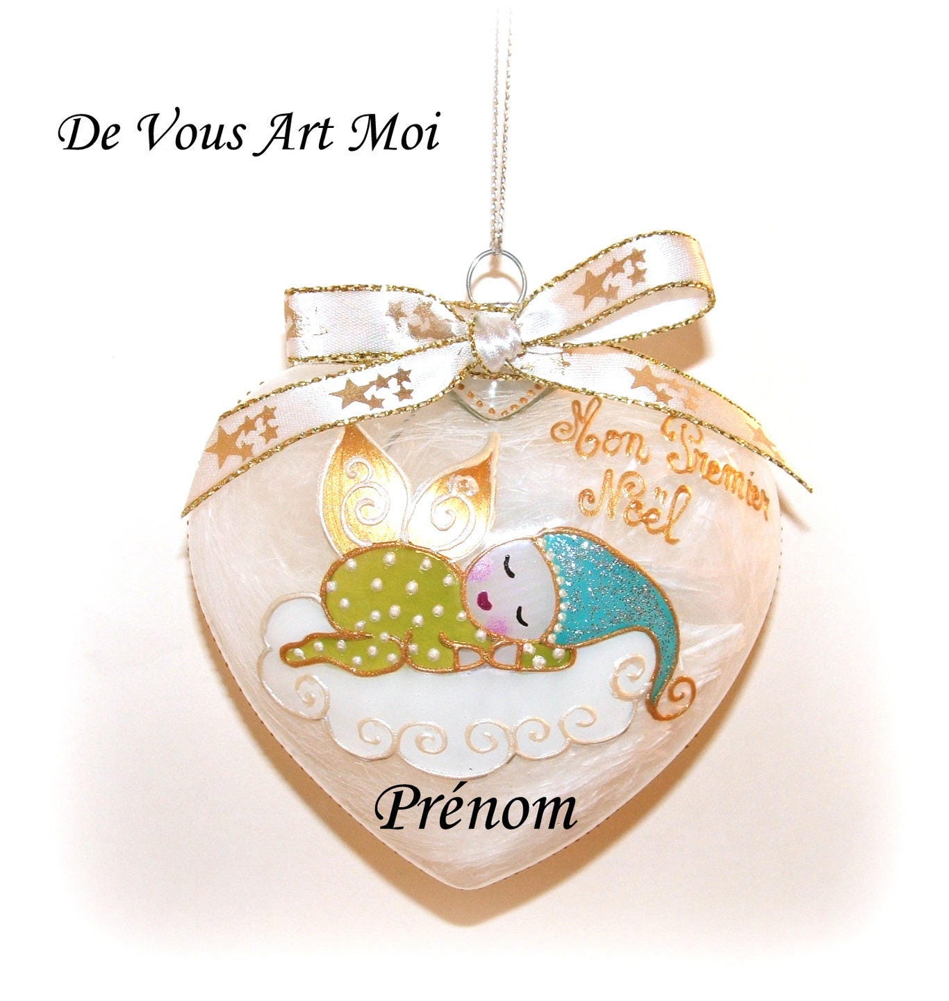 Ball My first Christmas Christmas heart glass name baby boy to be ...
