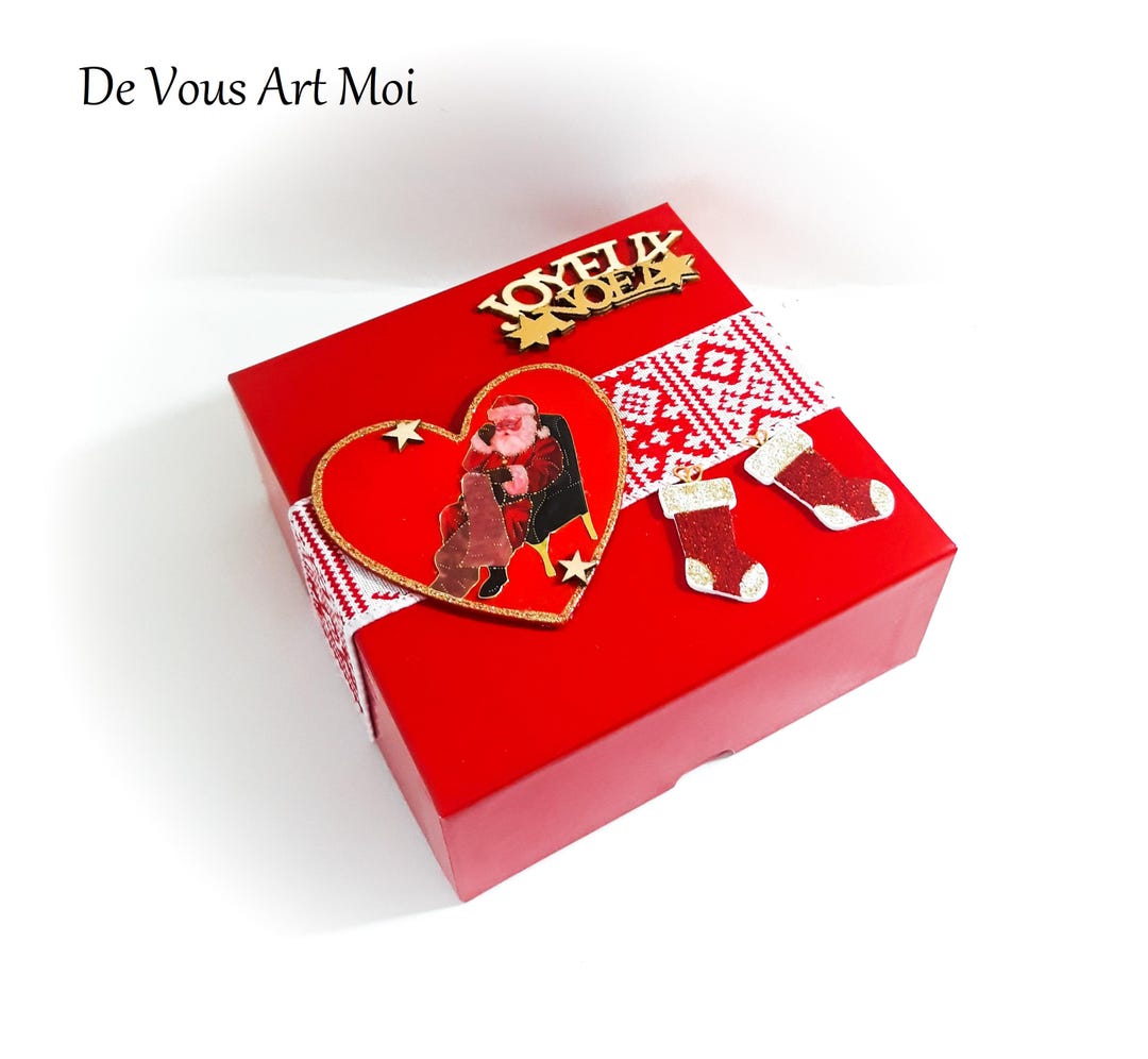 Christmas Theme Box Set Red Gift Wrapping Santa Claus Handmade Craft - Etsy