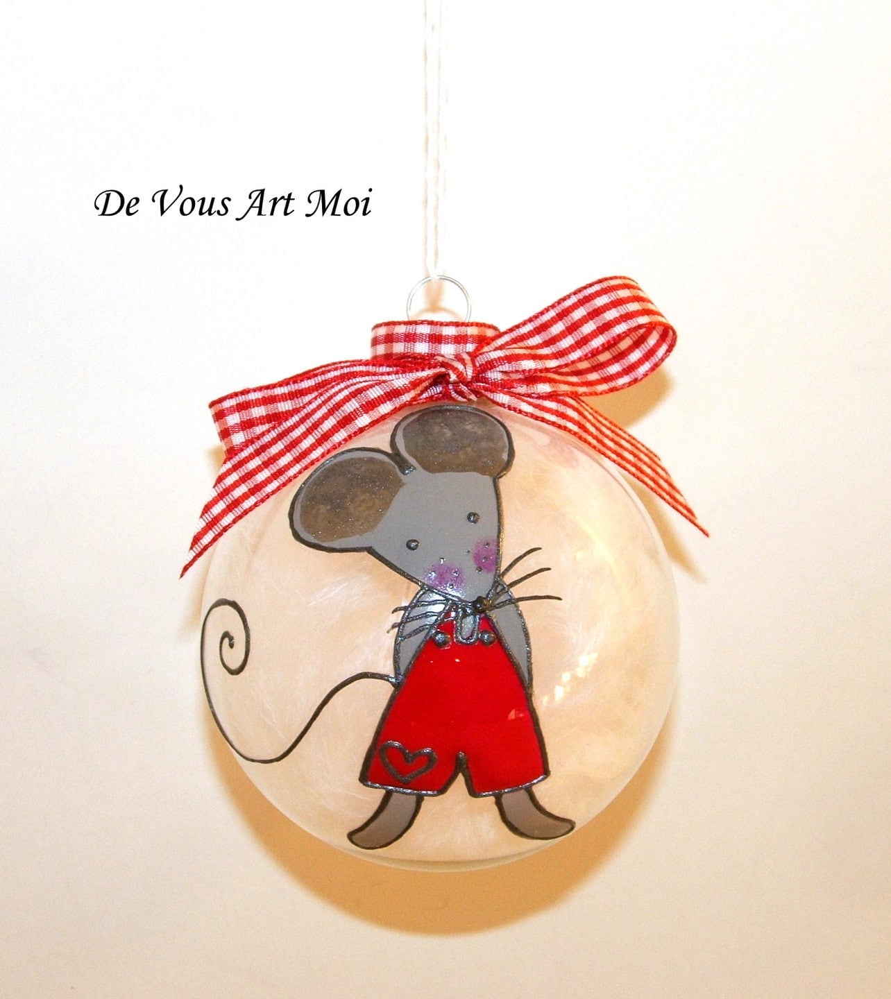 Personalized boy Christmas mouse glass ornament hand painted ...