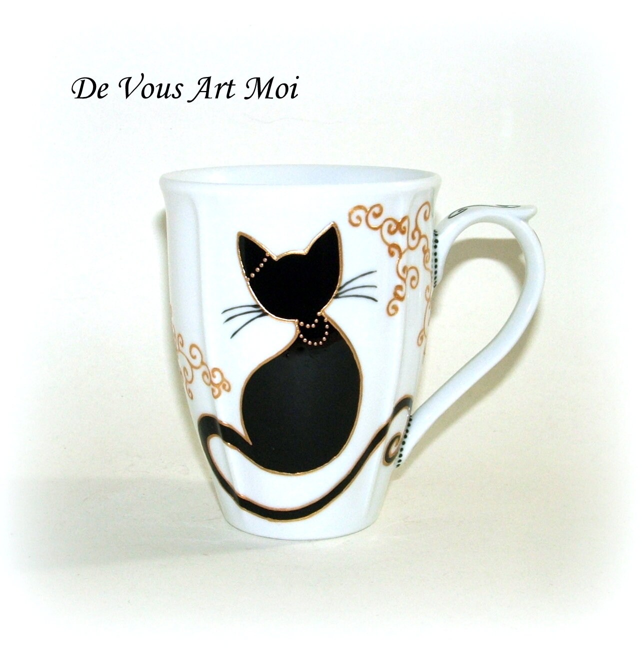 Mug chat peint main,tasse Porcelaine chat,mug fait main,tasse peinte ...