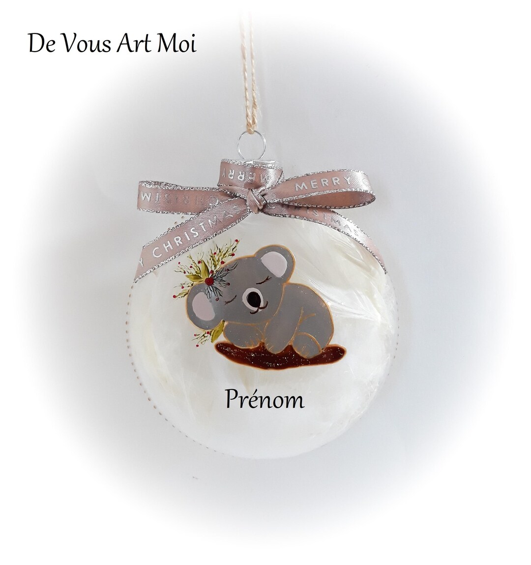 Personalized Christmas Ball Koala Illustration Christmas Glass Handmade ...