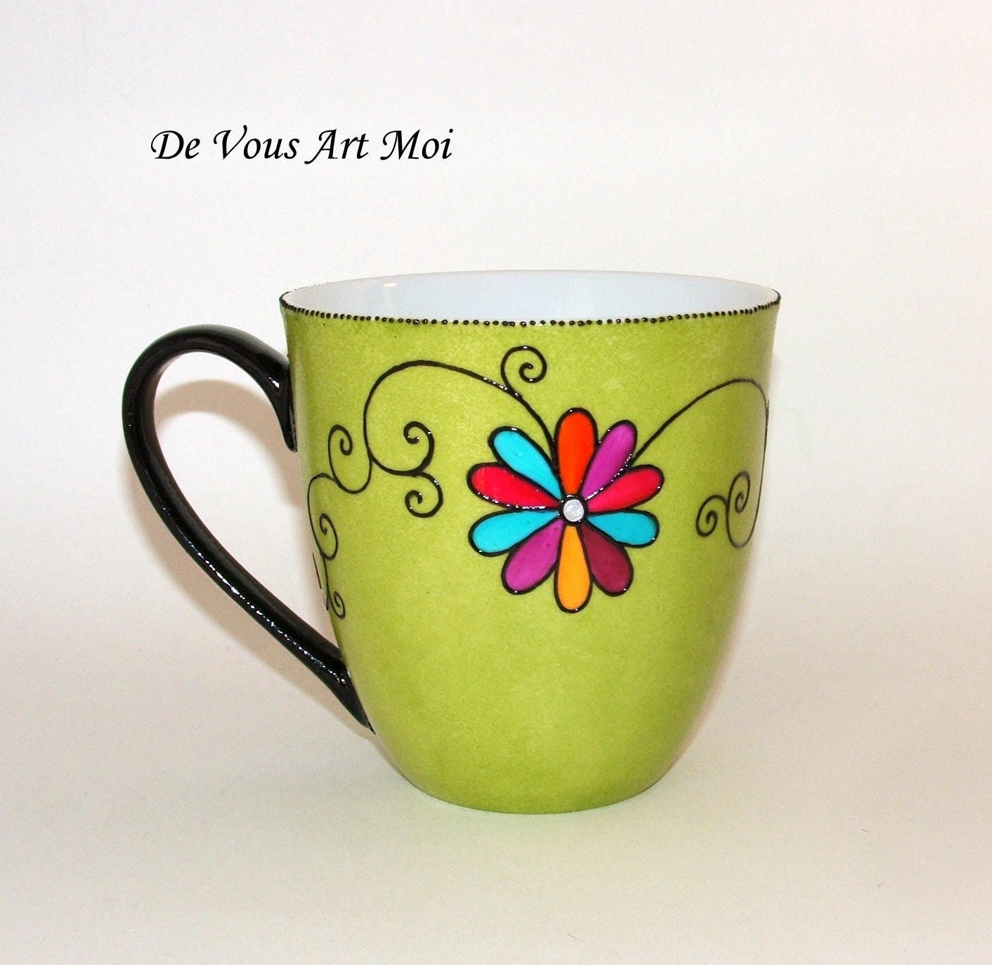 mug tasse porcelaine coloré,tasse 50cl décorée main,artisanale
