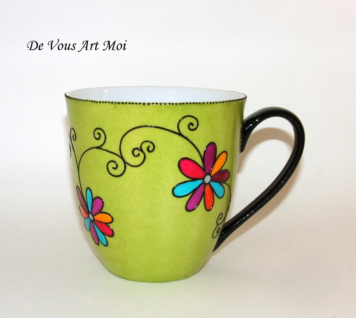 mug tasse porcelaine coloré,tasse 50cl décorée main,artisanale