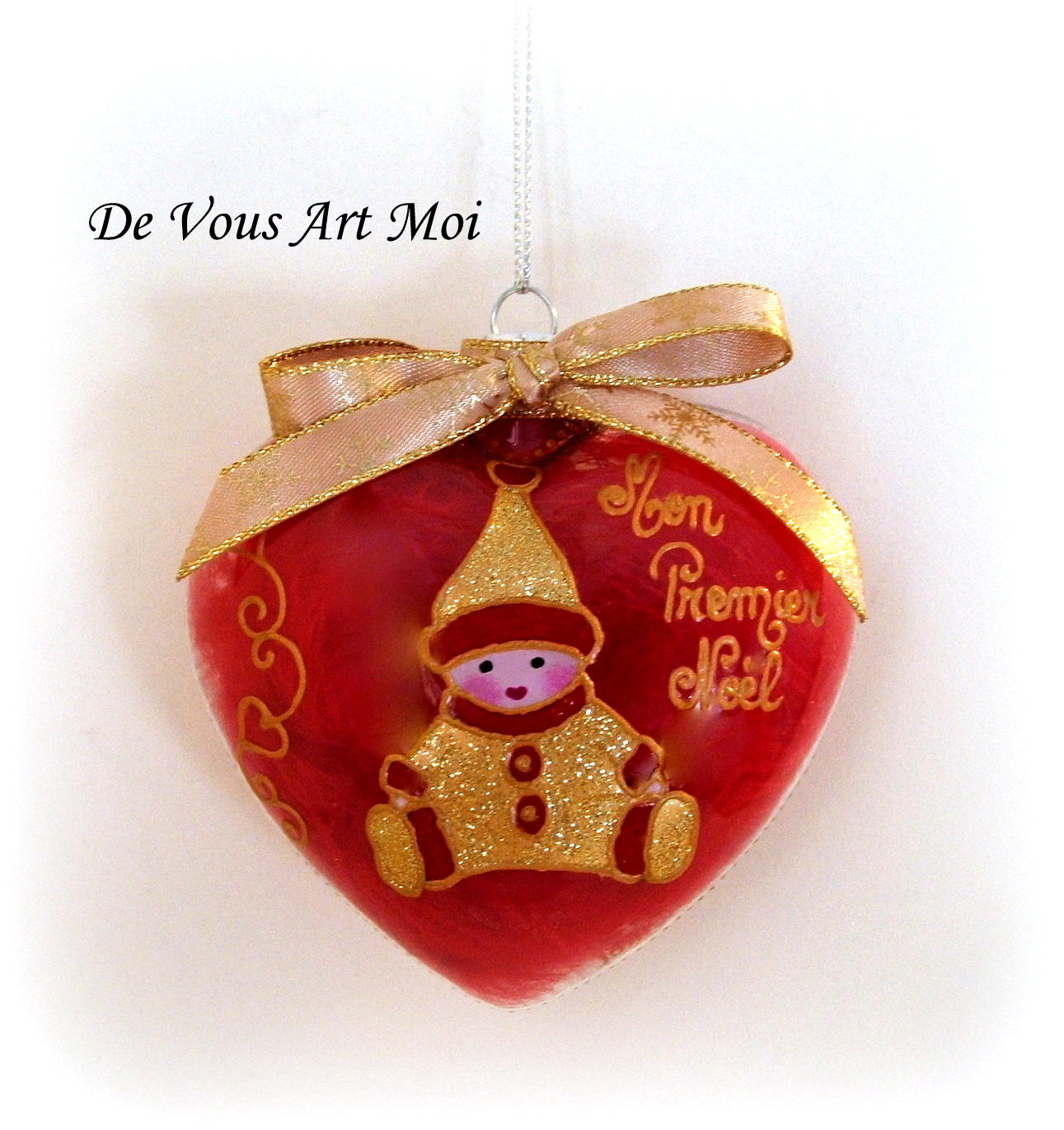 Ball My first Christmas Christmas heart glass name baby boy to be ...