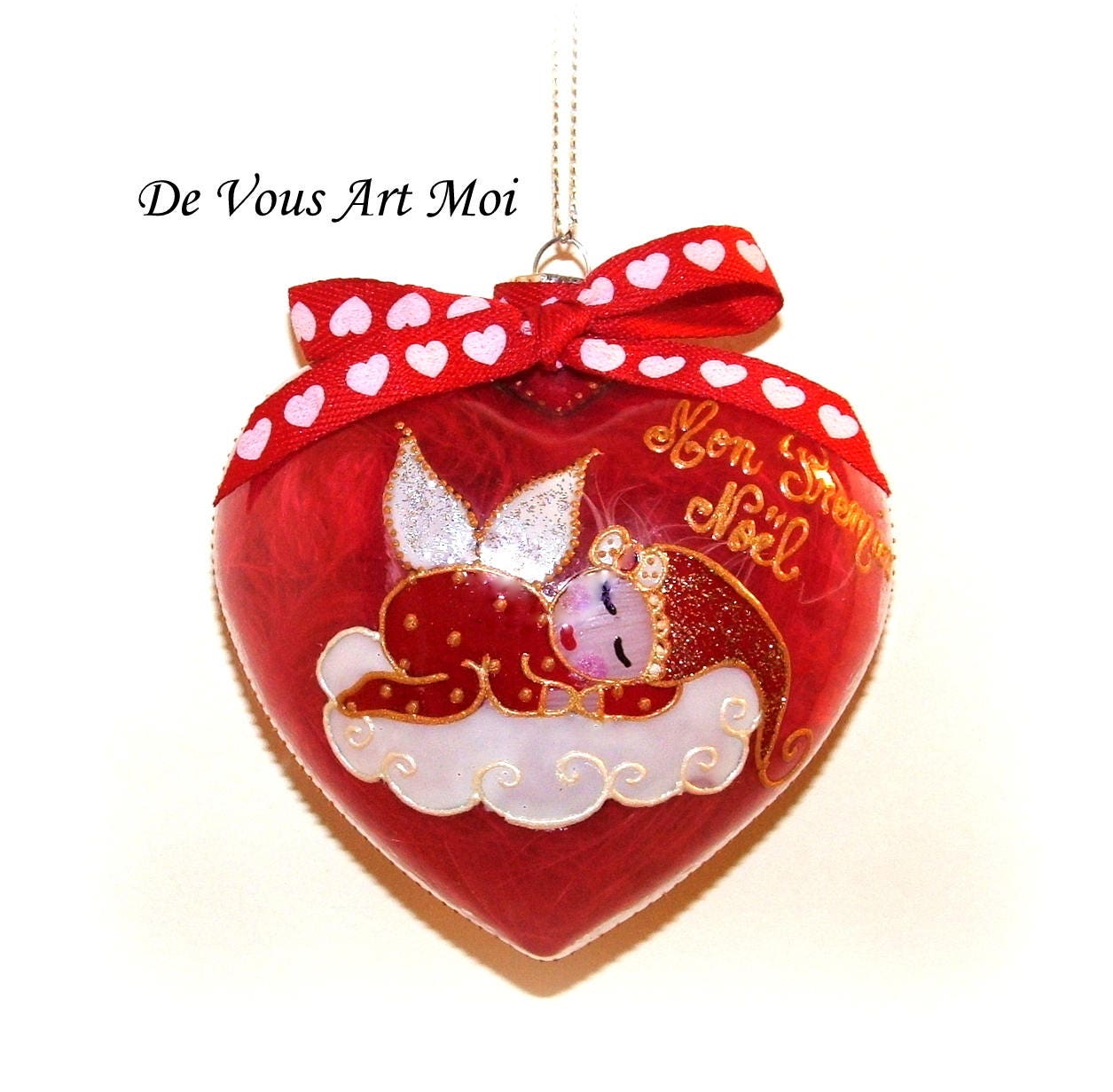 Ball My first Christmas Christmas heart glass name baby girl customize ...