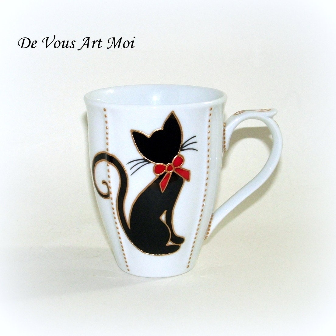 Mug chat peint main,tasse Porcelaine chat,mug fait main,tasse peinte ...