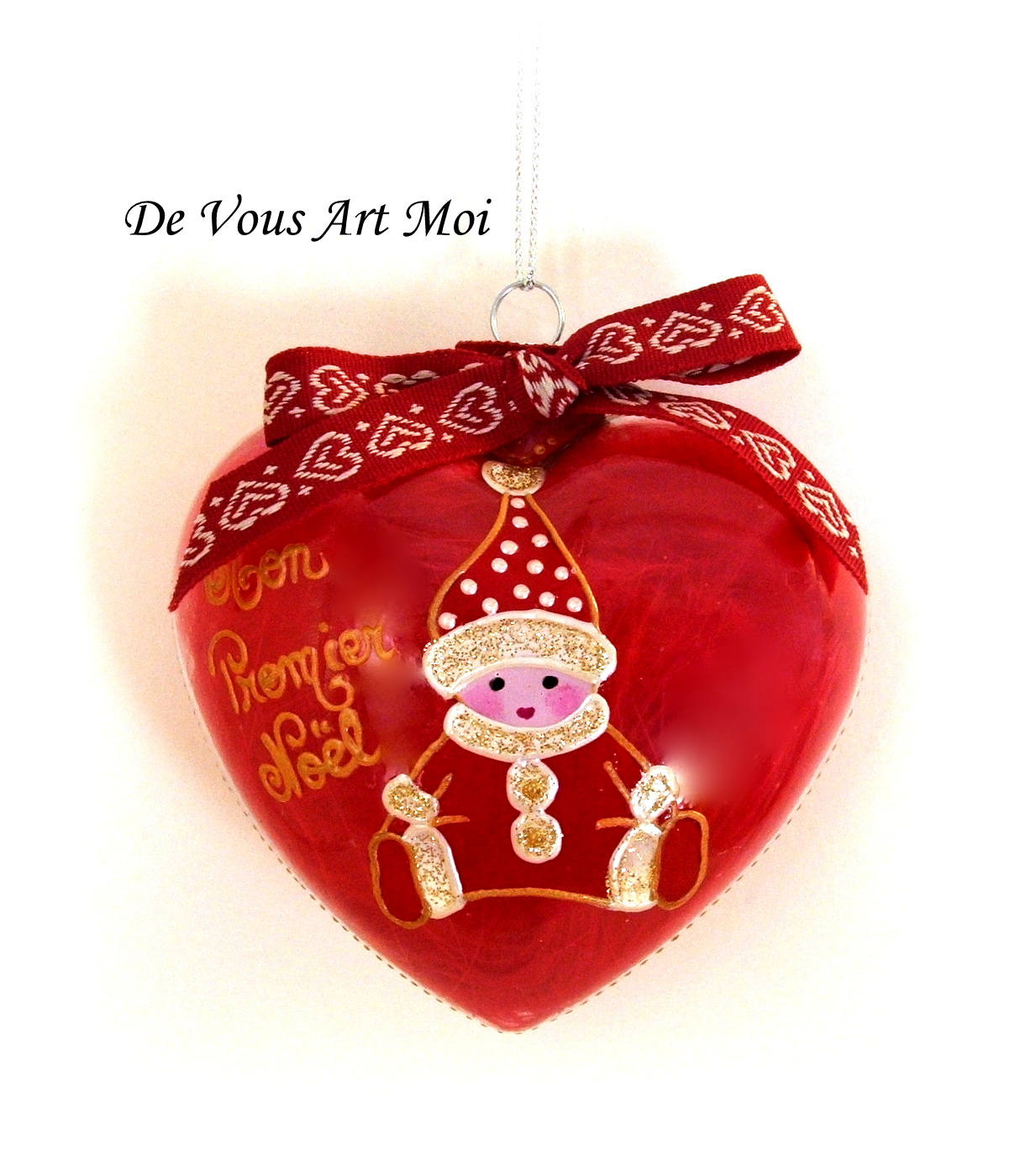 Ball My first Christmas Christmas heart glass name baby boy to be ...