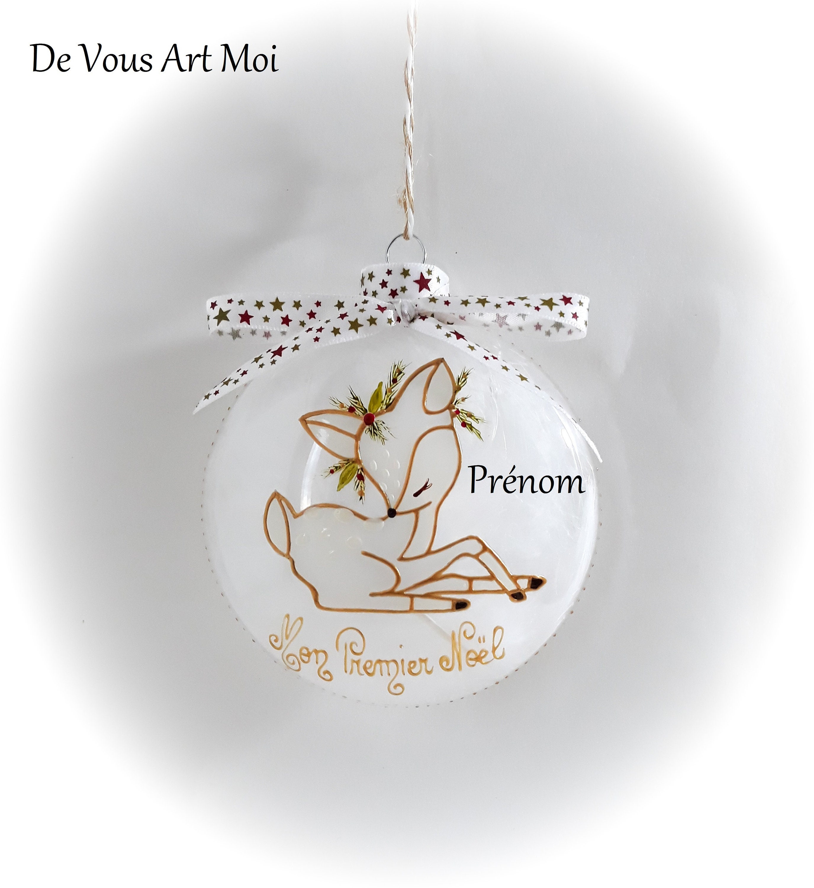 Boule de noël mon premier noël personnalisée prénom ornement noël faon ...