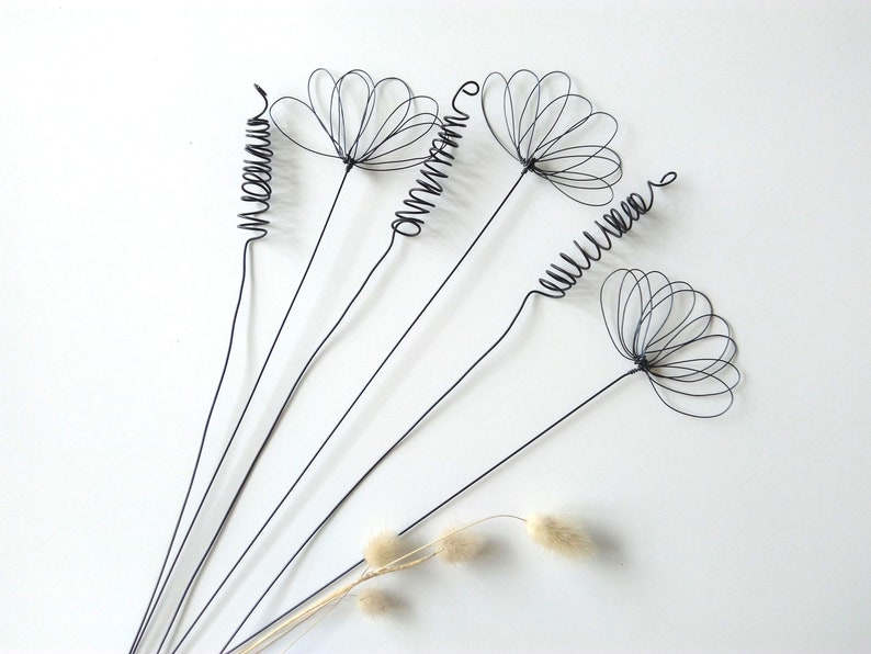 Bouquet de 6 fleurs fil de fer recuit décoration en fil de | Etsy France