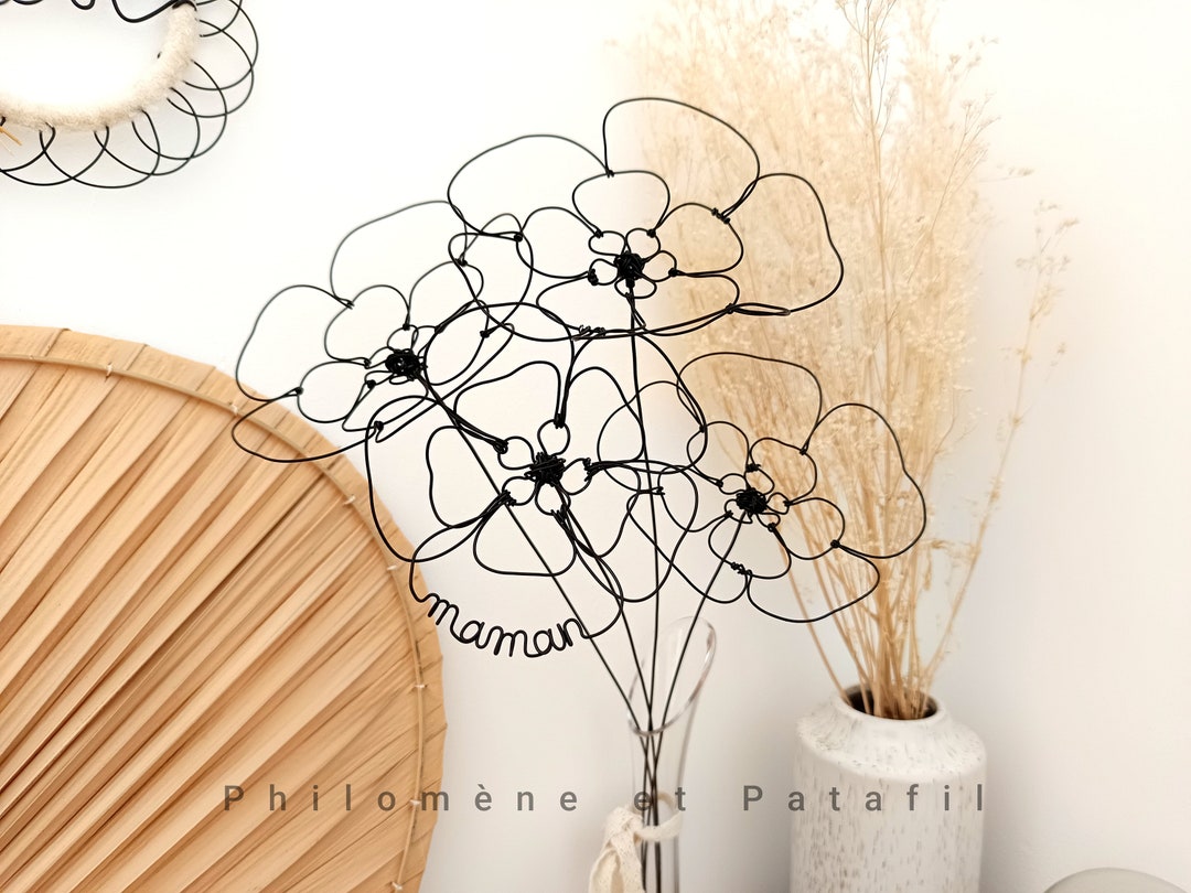 Fleurs en fil de fer personnalisable, fleur fil de fer fait main rose ...