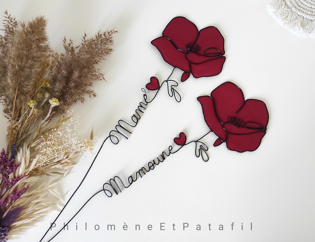 Personalized Flower Name, Poppy Name, Personalized Wire Name - Etsy