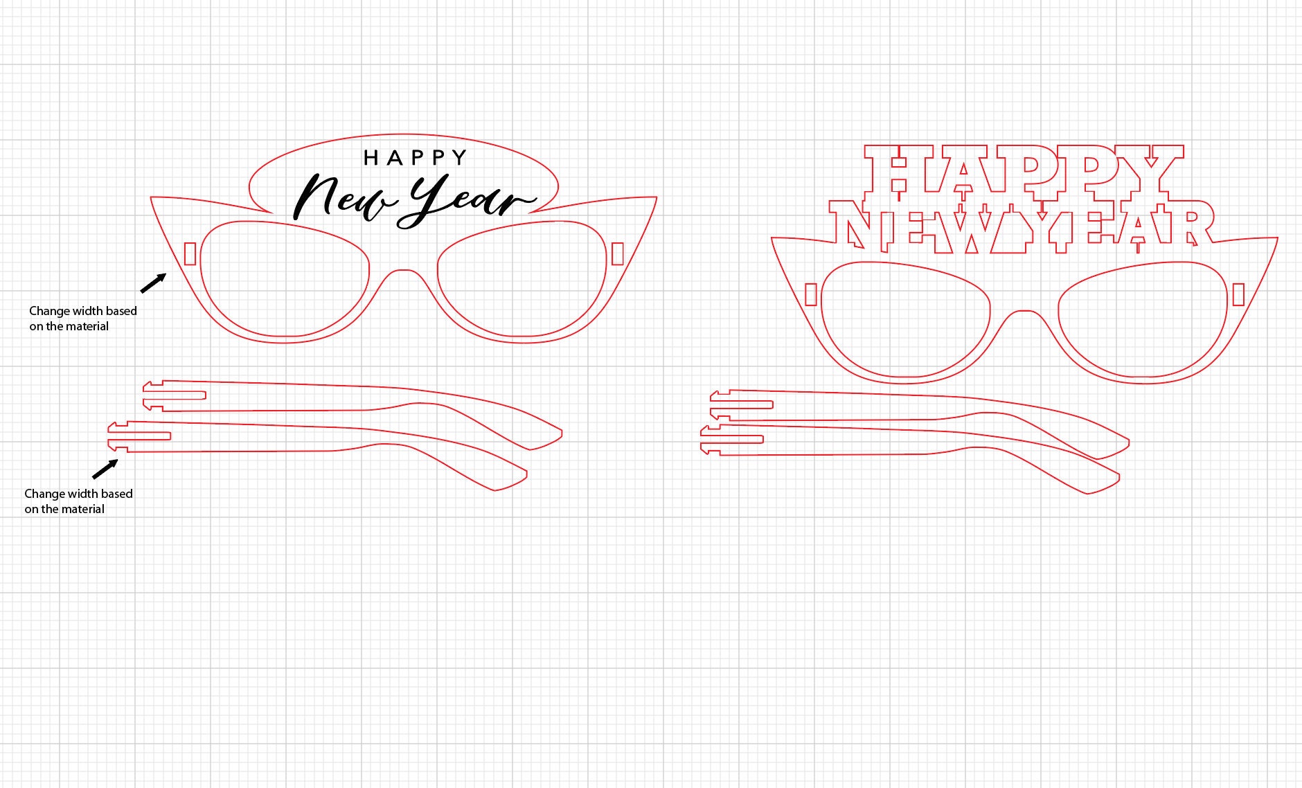 Two Happy New Year Eye Glasses - Customizable - Glasses SVG File ...