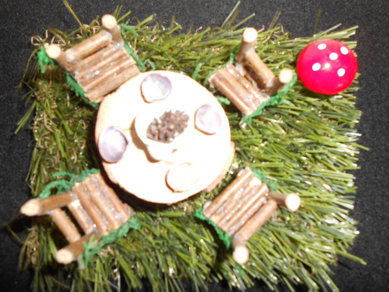 Fairy Picnic Table / Chairs / Shells / Toadstool / Grass / - Etsy