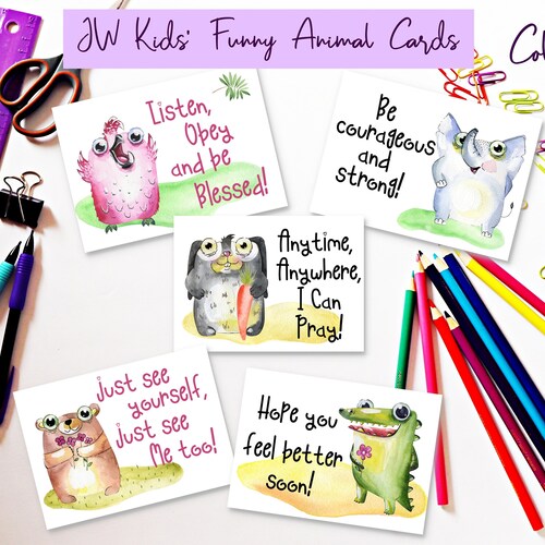 JW Kids' Funny Animal Note Cards - Etsy