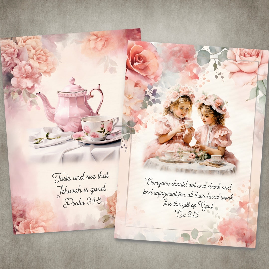 Vintage Tea Party Scripture Cards & Prints - Etsy
