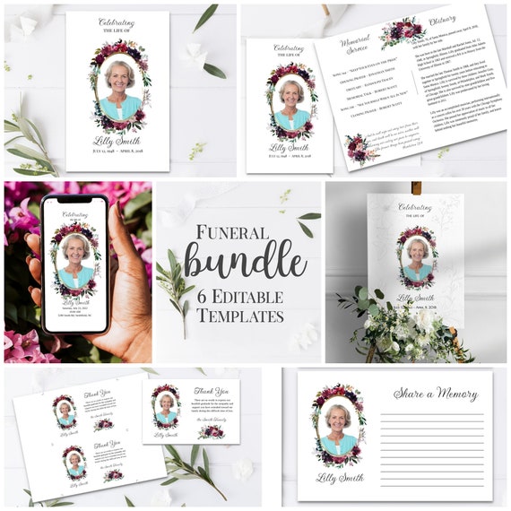 Funeral Bundle Editable Printable Funeral Stationery - Etsy