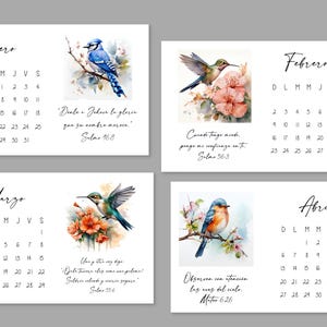 2025 Spanish Watercolor Bird Printable Desktop Calendar - Etsy