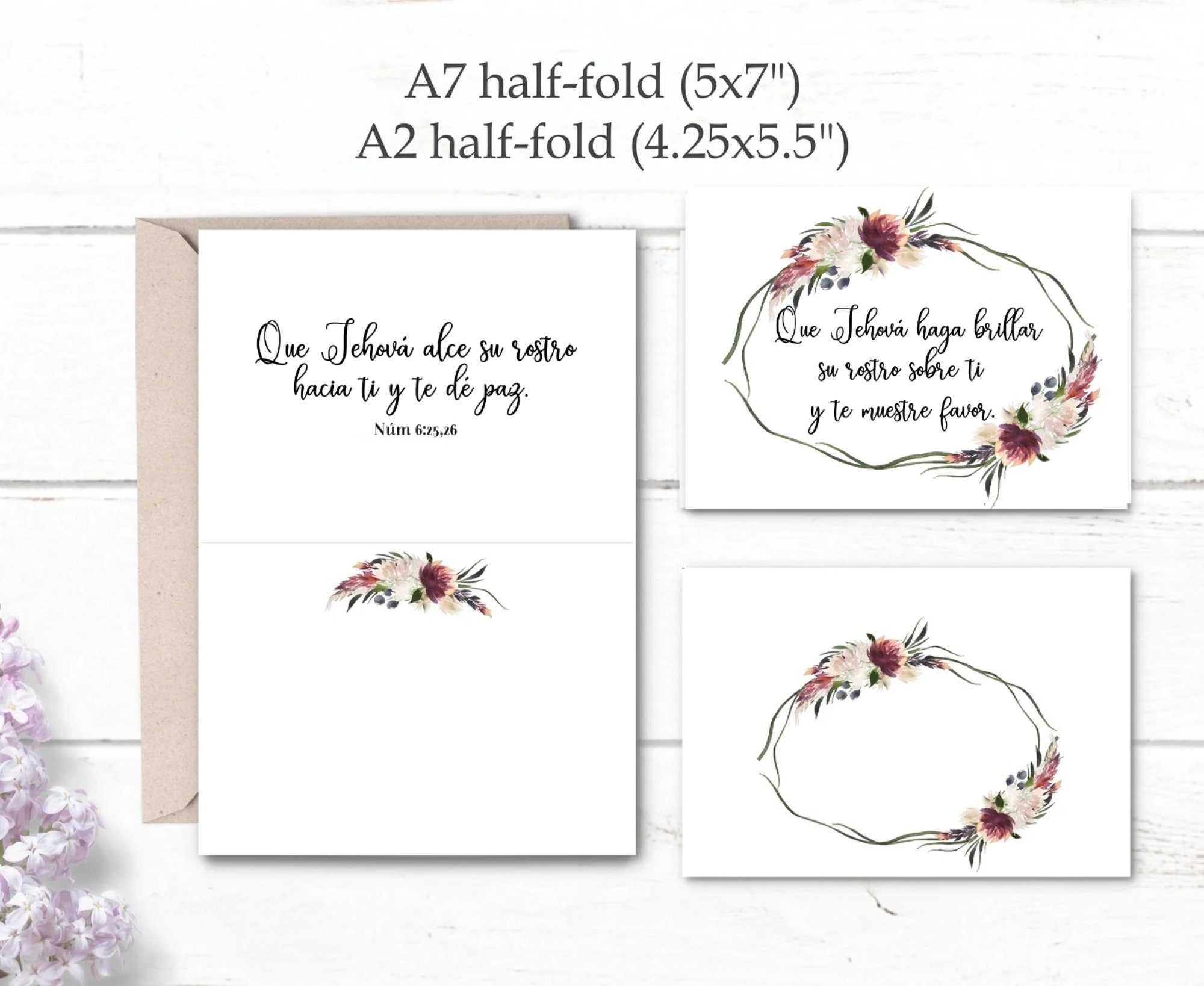 Spanish Watercolor Plum Scripture Cards - Etsy