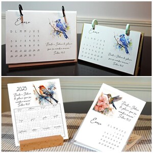 2025 Spanish Watercolor Bird Printable Desktop Calendar - Etsy