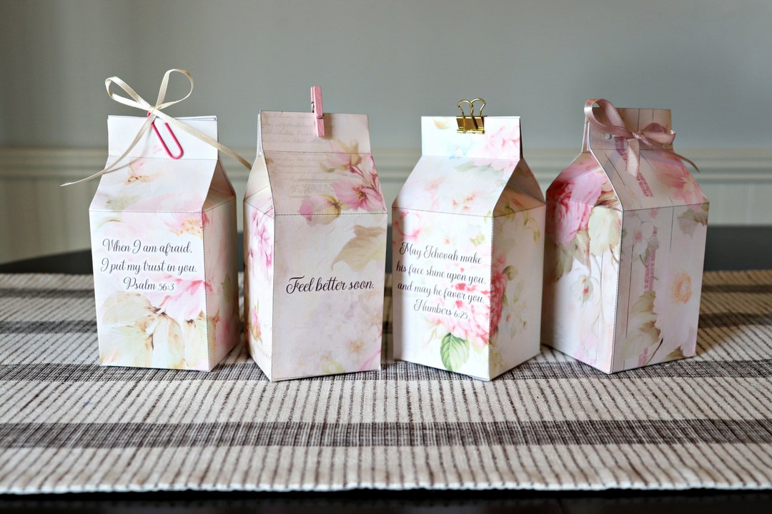Pink Shabby Peonies Milk Carton Gift Boxes - Etsy