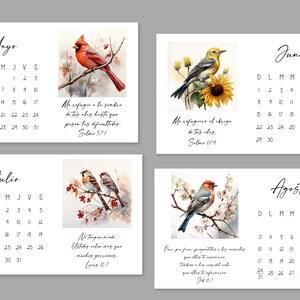 2025 Spanish Watercolor Bird Printable Desktop Calendar - Etsy