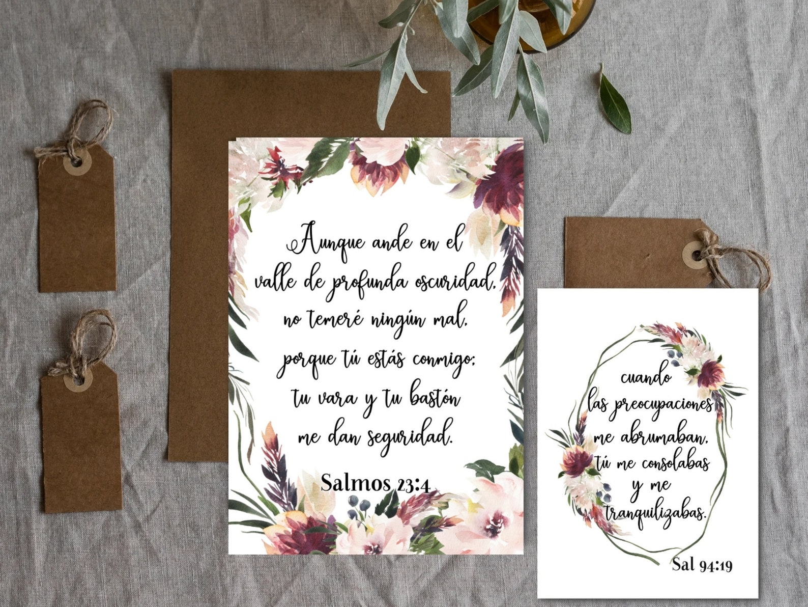 Spanish Watercolor Plum Scripture Cards - Etsy