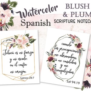Spanish Watercolor Plum Scripture Cards - Etsy