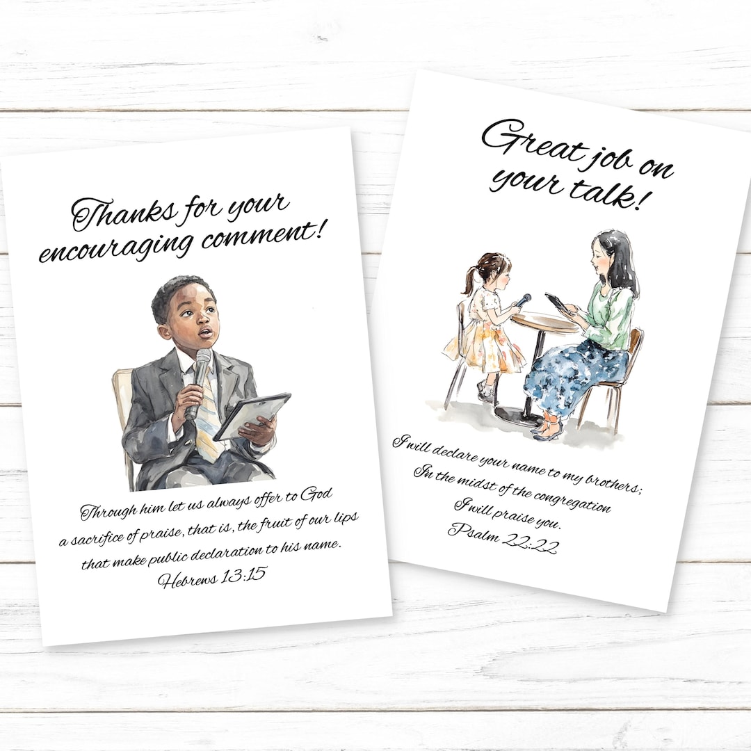JW Talk and Comment Appreciation Cards (digital Download) - Etsy