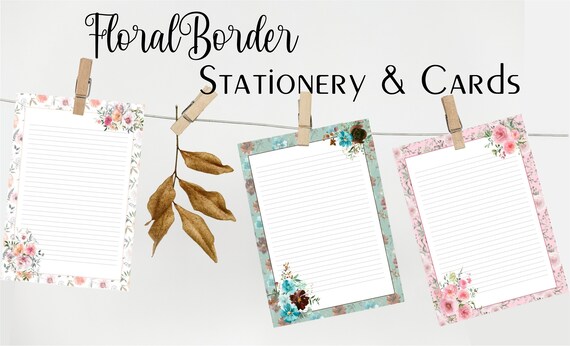 Floral Border Stationery - Etsy