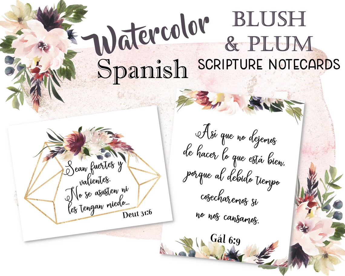 Spanish Watercolor Plum Scripture Cards - Etsy