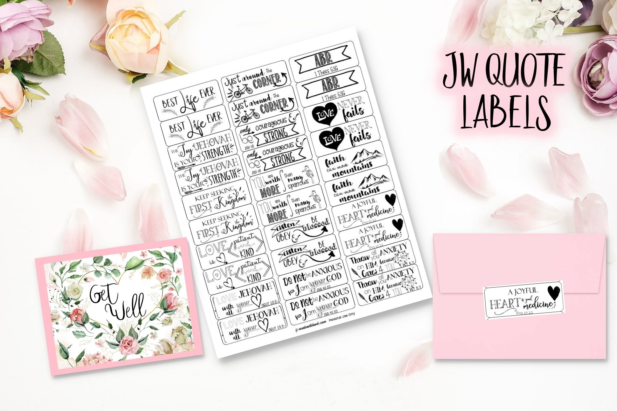 JW Quotes & Motivational Digital Label Sheets | Etsy